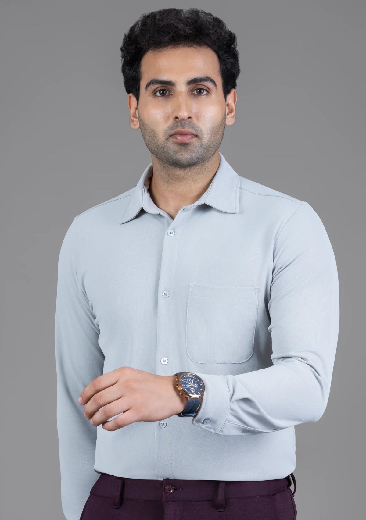 Clear Grey Full Sleeve Versatile Shirt | Sleek Minimalist